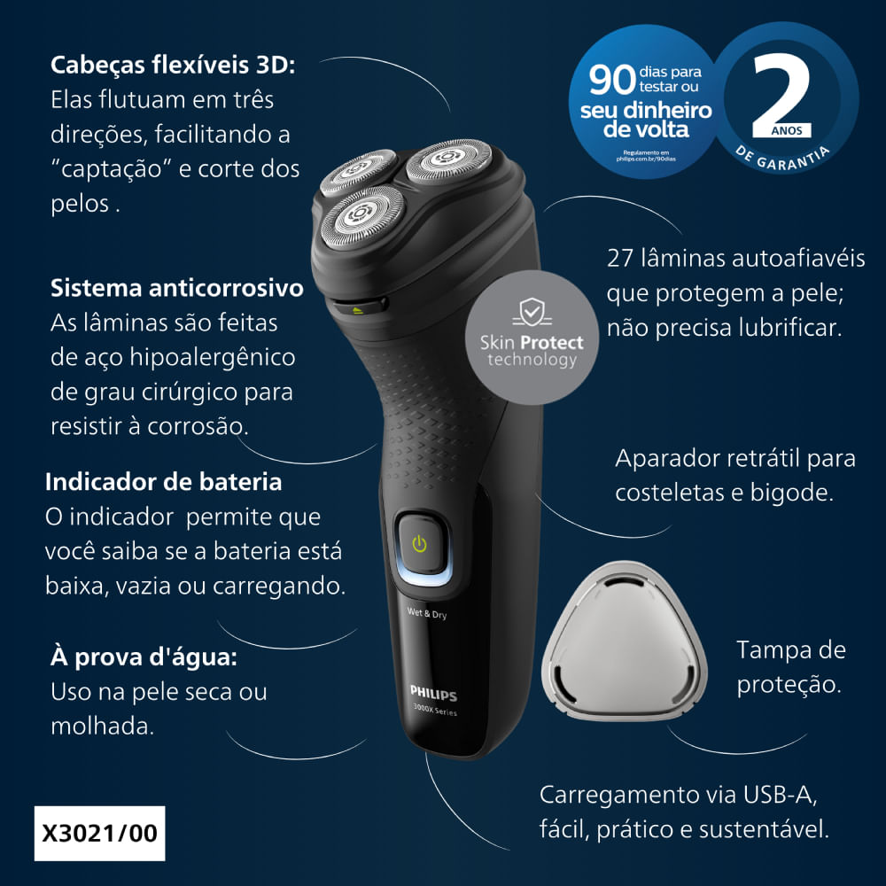 Barbeador elétrico Comfort Cut X3021/00 - Loja Oficial Philips Brasil